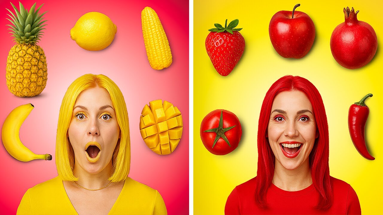 🔴🟡 YELLOW FOOD VS RED FOOD CHALLENGE! Taste Test Gets Totally Wild by ...