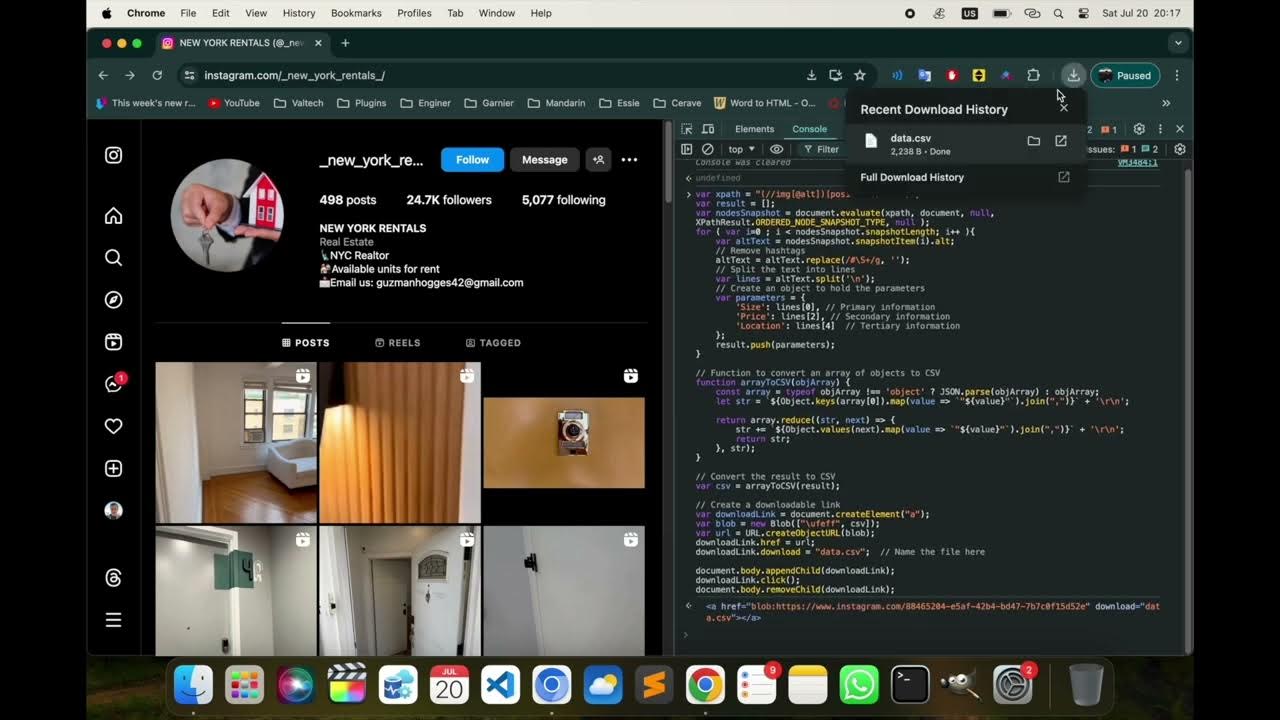 Instagram Data Extraction with JavaScript and Node - YouTube