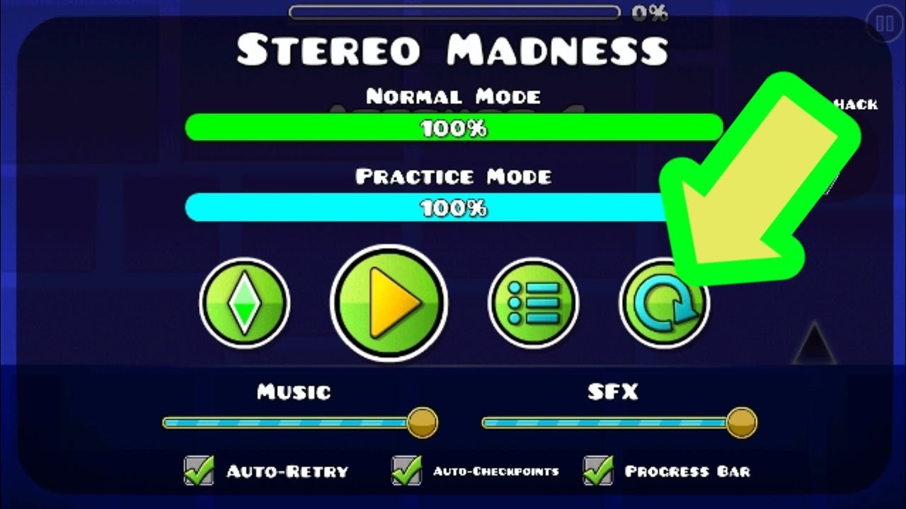 How to get the restart button in geometry dash - YouTube