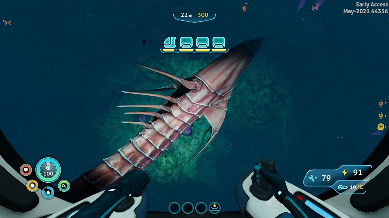 Killing a Chelicerate at the beginning with a SeaTruck ram (Subnautica ...