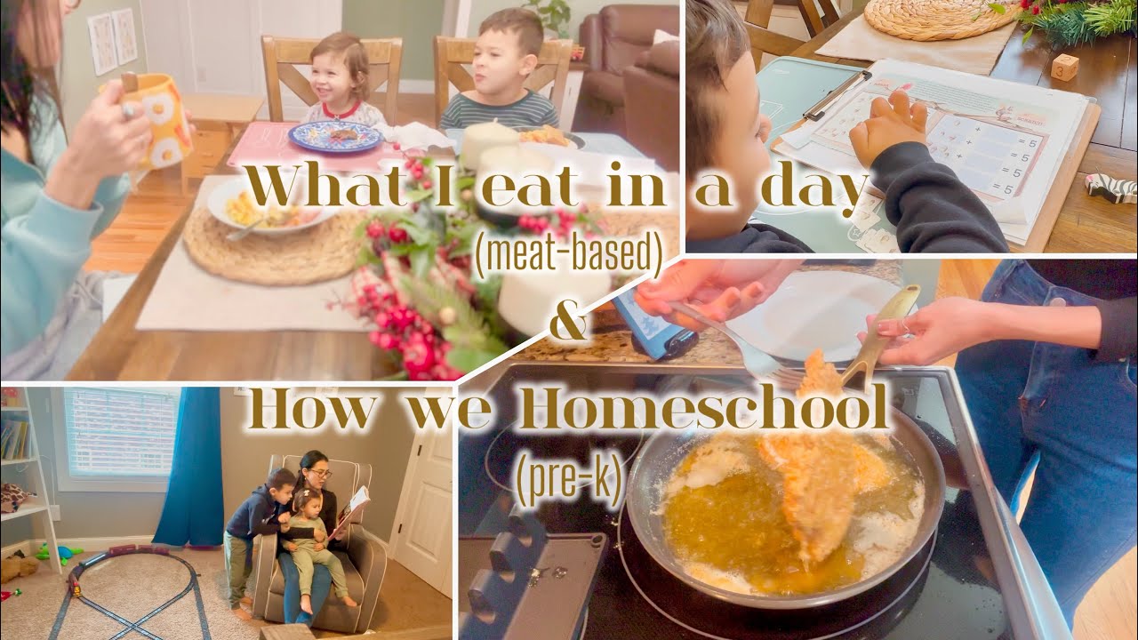 Our PRE-K HOMESCHOOL routine 📚 & MEAT-BASED day of eating [cook pork ...