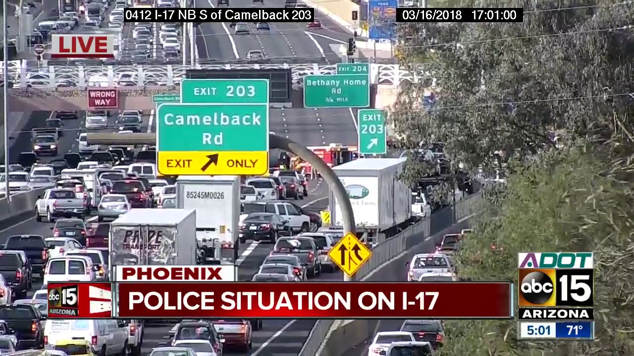 I-17 closed northbound Friday evening near Camelback - YouTube