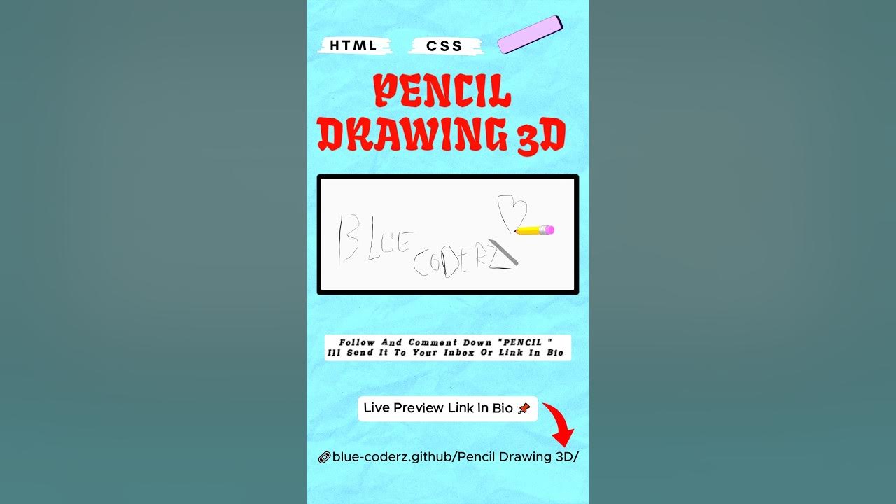 3D Pencil Drawing ️with HTML, CSS & JS| #Shorts #GameDev #Trending #animation #webdesign #trend ...