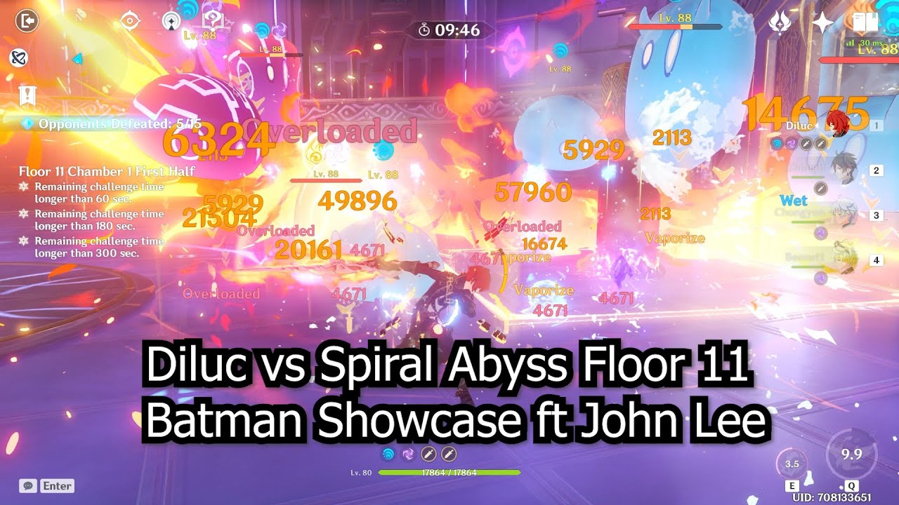 Diluc vs Spiral Abyss Floor 11 | Batman Showcase ft Zhong | Genshin ...