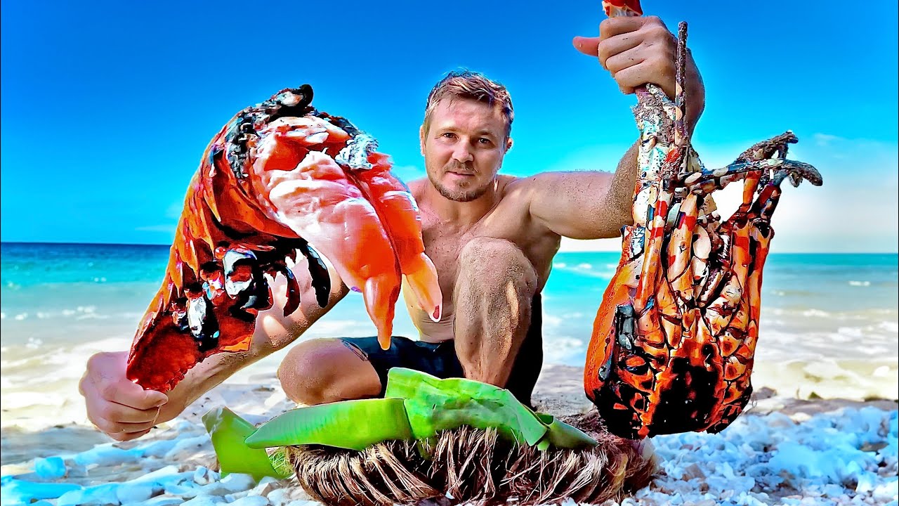 SOLO HUNT for GIANT CRAYFISH Catch n Cook Special - YouTube