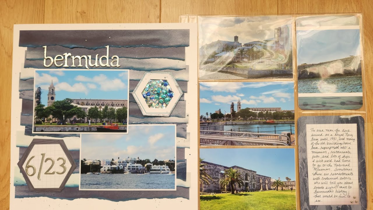 Bermuda! Scraptember Day 16 - paper tearing, Scrapbook Process Video ...