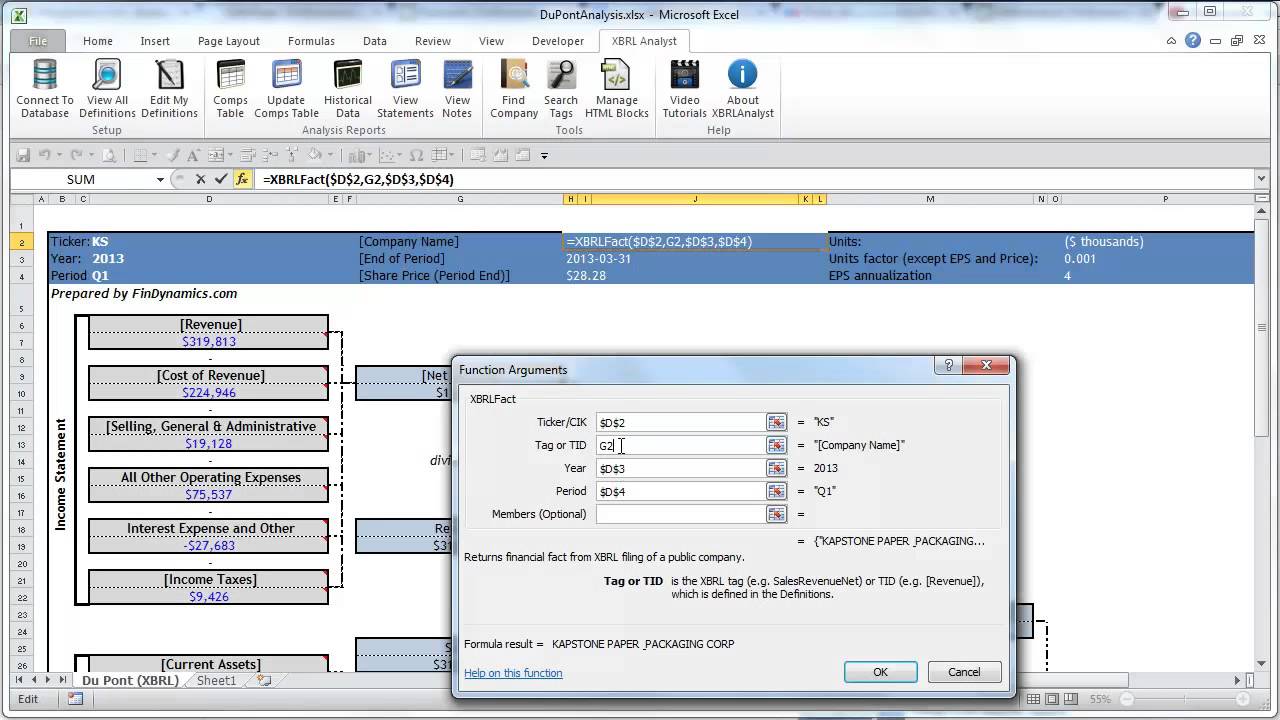 Using XBRLFact to Perform DuPont Analysis (Kapstone Paper) - YouTube