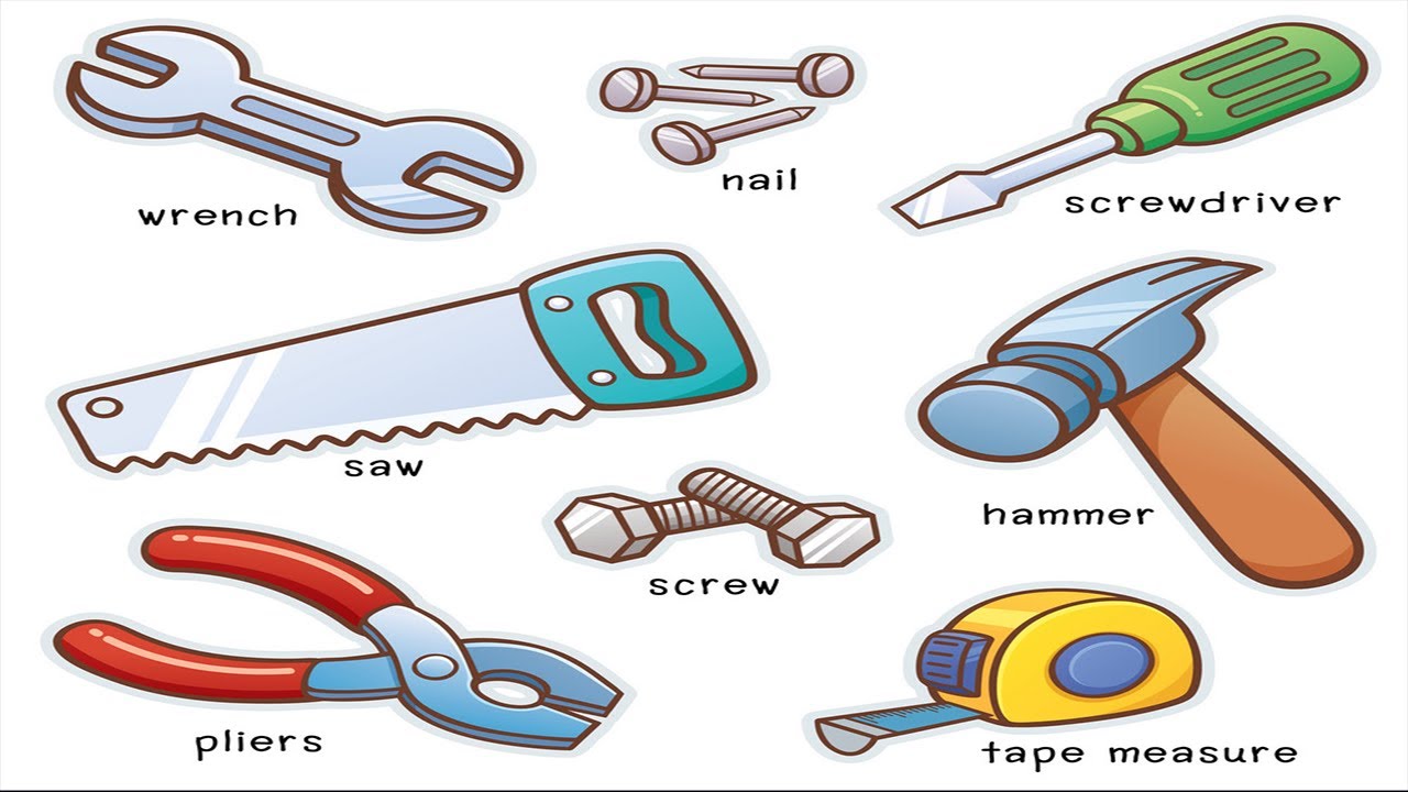 Tools in English - Vocabulary for beginners |hardware: screw, hammer ...