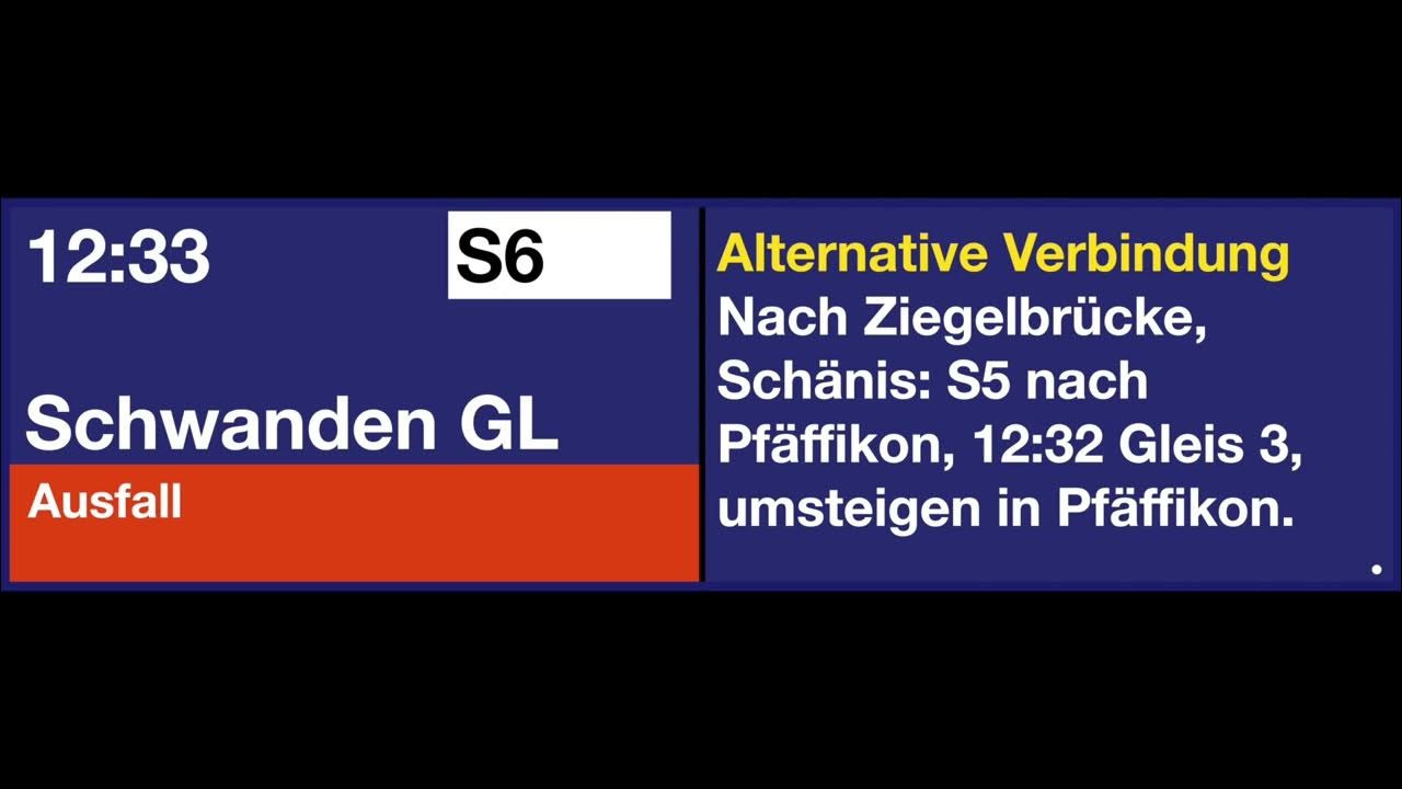 SBB TTS Ausfallmeldung zur S6 nach Schwanden GL - YouTube