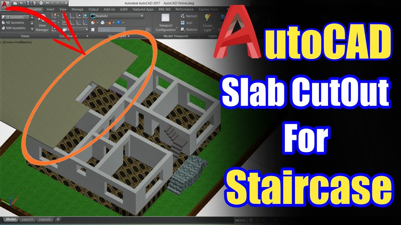 Slab cutout for Staircase in Auto CAD | How to Cut Slab for Staircase ...