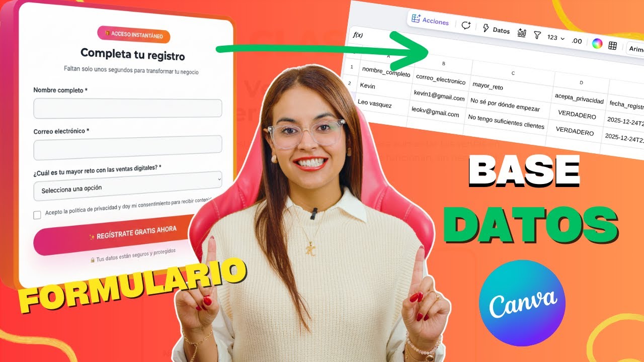 CÓMO crear LANDING PAGE y FORMULARIOS con CANVA IA + BASE DE DATOS sin ...