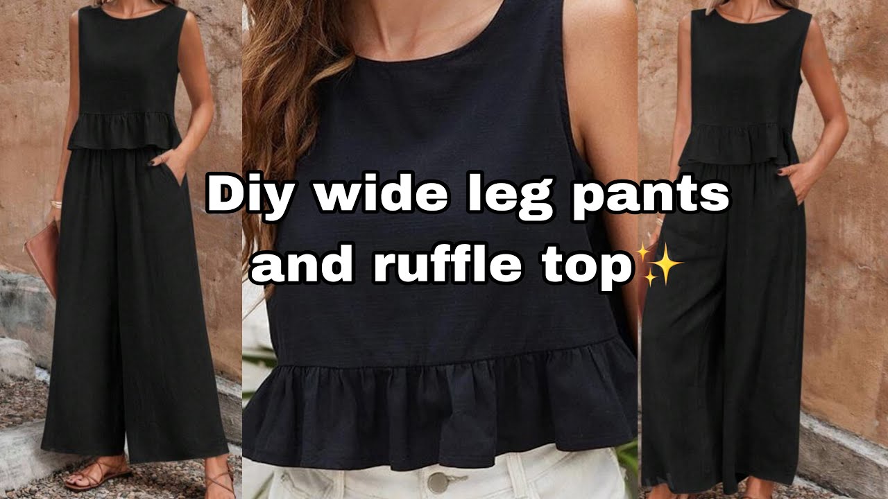 Stiching wide leg pants and ruffle top set Full easy tutorial with ...