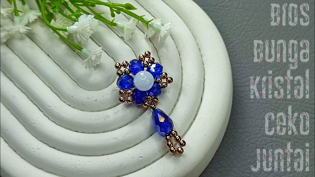DIY | Bros Bunga Kristal Ceko Juntai Kristal Teardrop | Tutorial Bros Manik-manik - YouTube