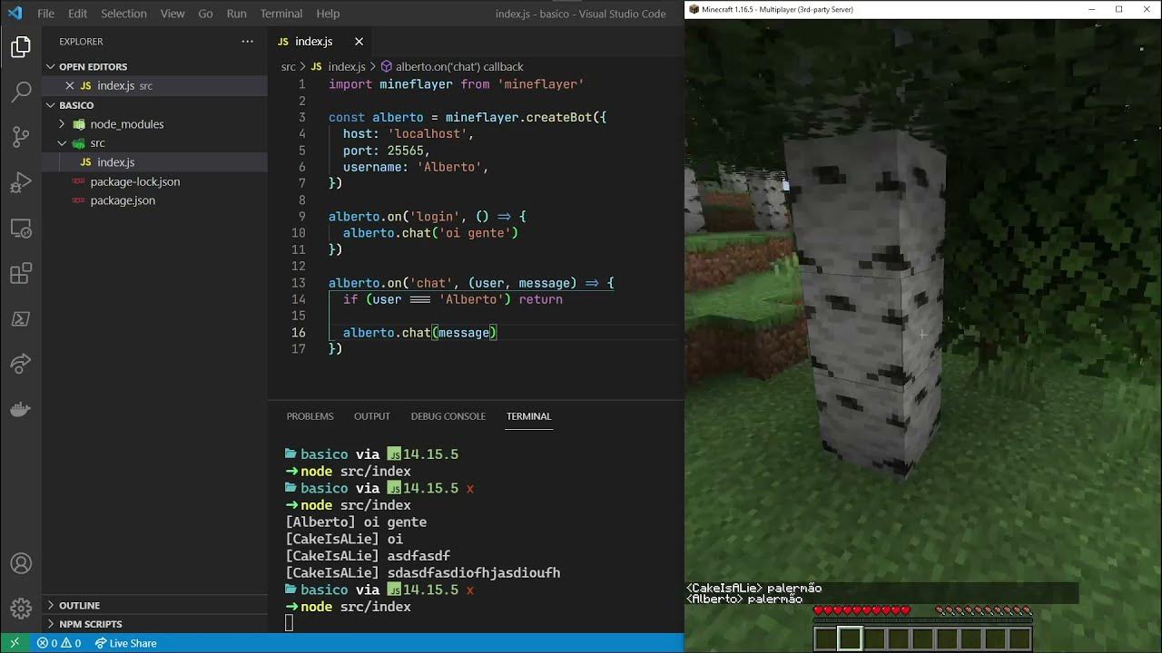 Minecraft com Javascript - Introduzindo o mineflayer - YouTube