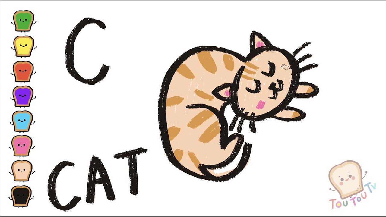 How To Draw A Cat After Writing The Letter C - step by step tutorial ...