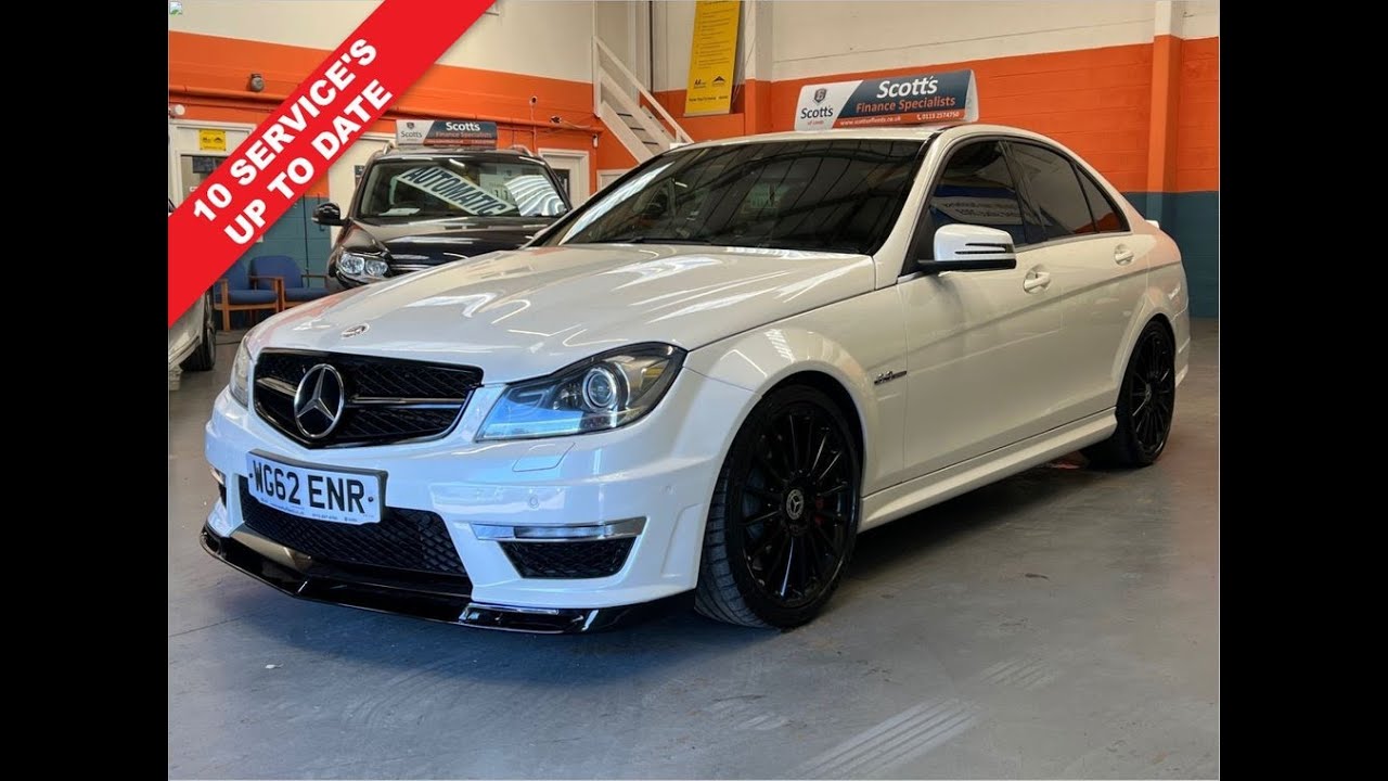 MERCEDES-BENZ C-CLASS 6.2 C63 AMG 4d 457 BHP PEARL WHITE - YouTube