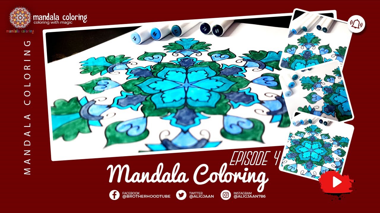 Mandala Coloring Video 4 | Satisfying Coloring of Mandala with Markers ...