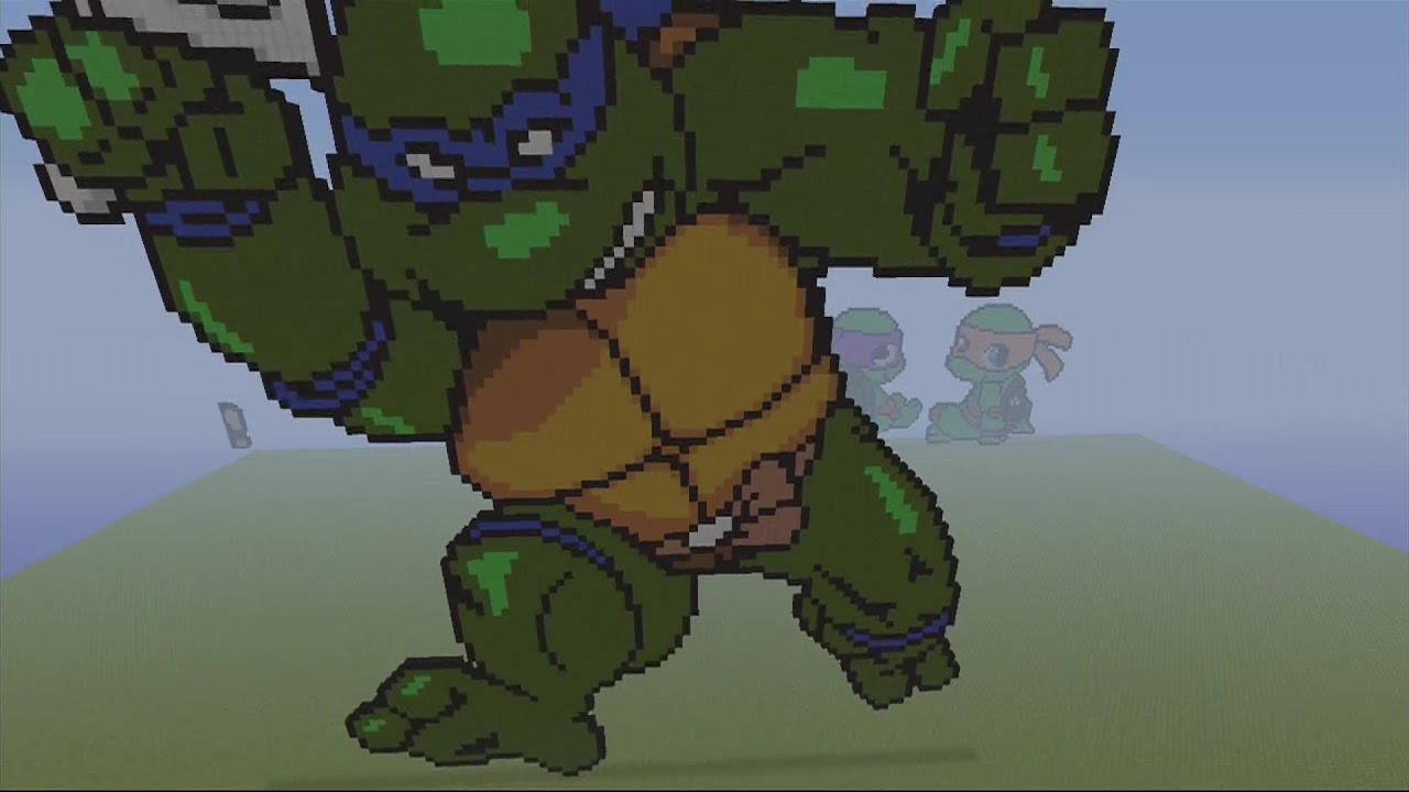 TMNT MC Pixel Art SPEED BUILD - Leonardo Minecraft Pixel Art - YouTube