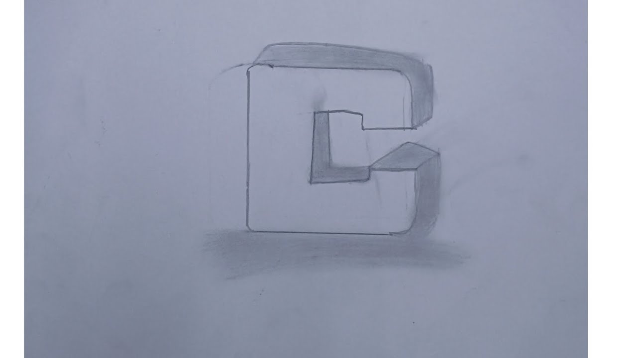 How to drawing easy 3d c drawing - YouTube