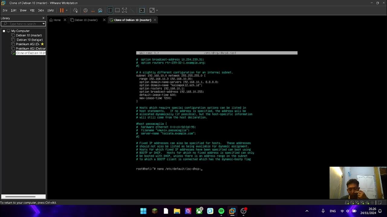 Tutorial Konfigurasi DHCP Debian 10 Kelompok12 - YouTube