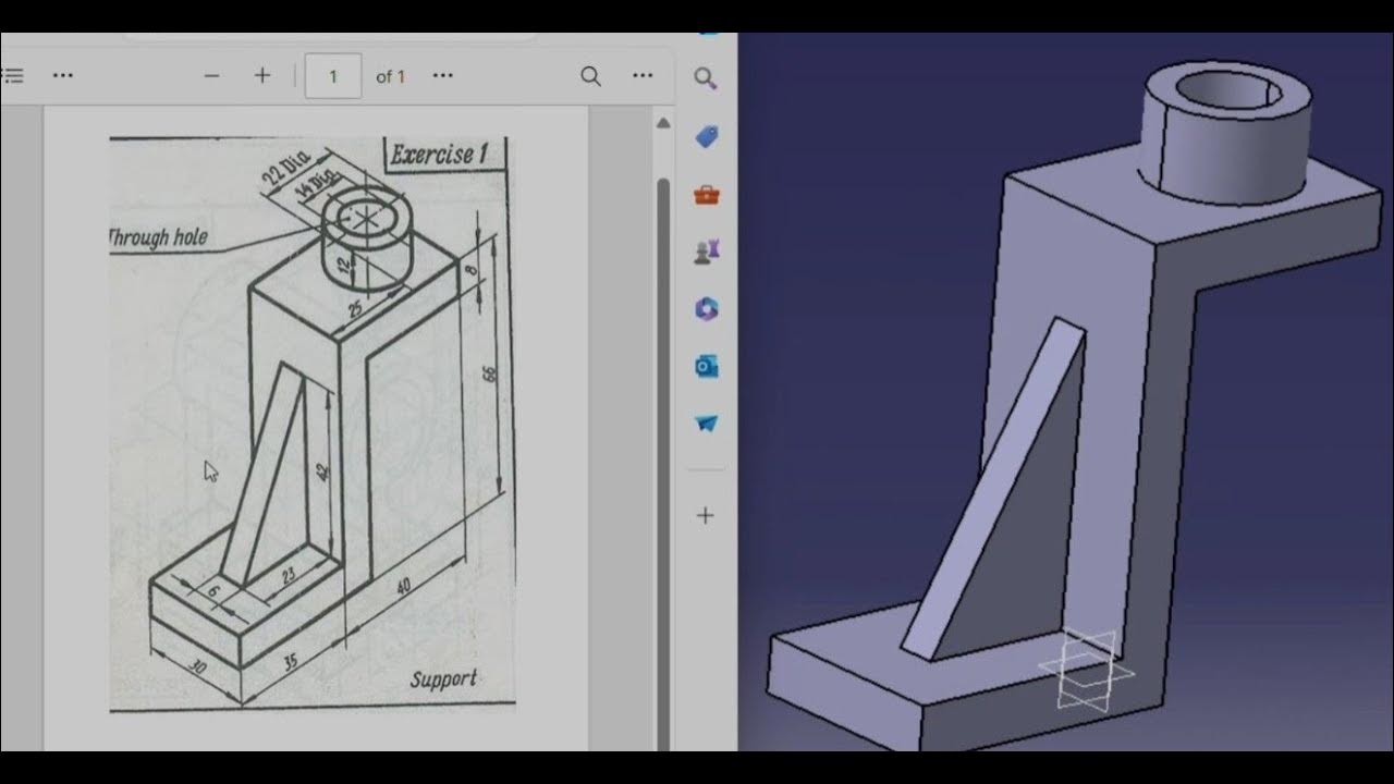 Catia V5 Tutorial: Beginner Drawing Exercise 1 - YouTube