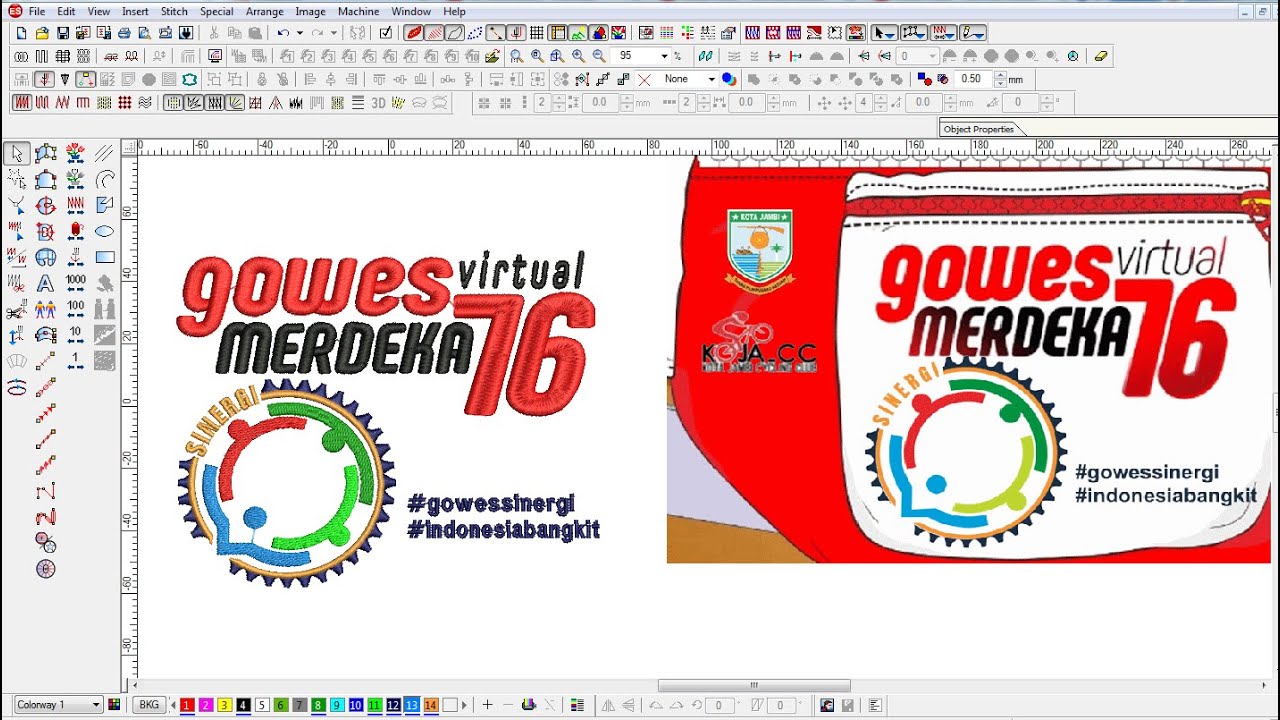 Cara membuat Logo GOWES VIRTUAL di wilcom || A.F. Embroidery - YouTube