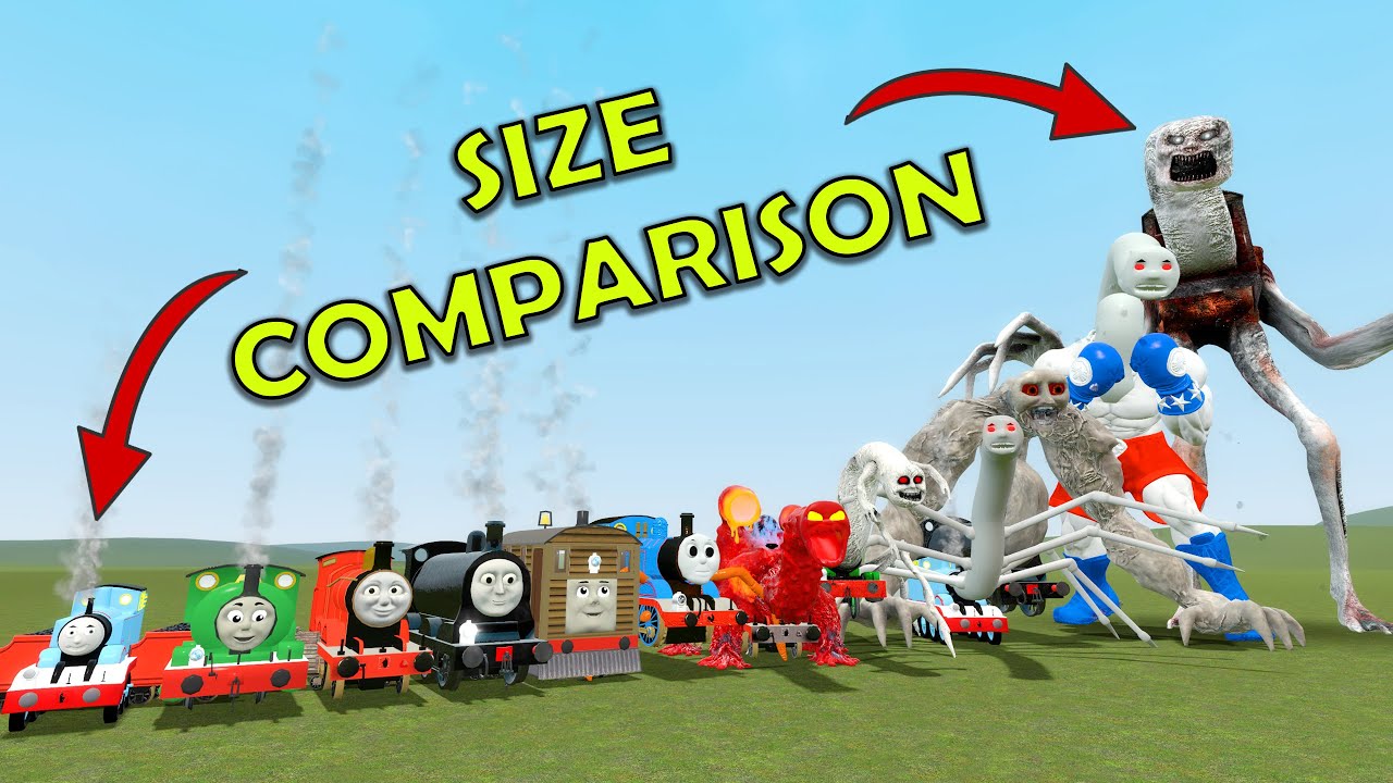 SIZE COMPARISON ALL THOMAS AND FRIENDS In Garry's Mod! - YouTube