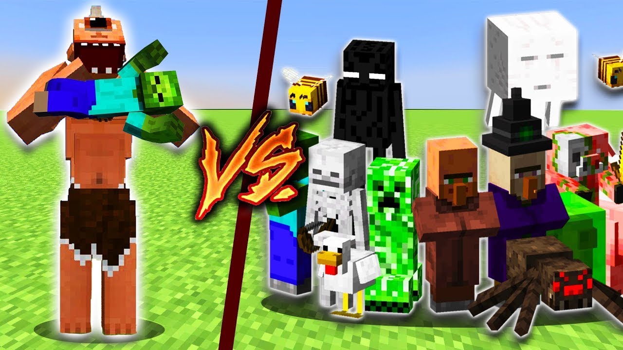 Gigantic CYCLOPS eating Every Minecraft Mob / Minecraft Mob Battle 1.19 ...