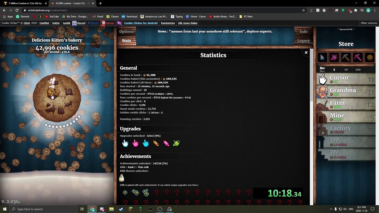 Cookie clicker speed run 26:44.95 - YouTube