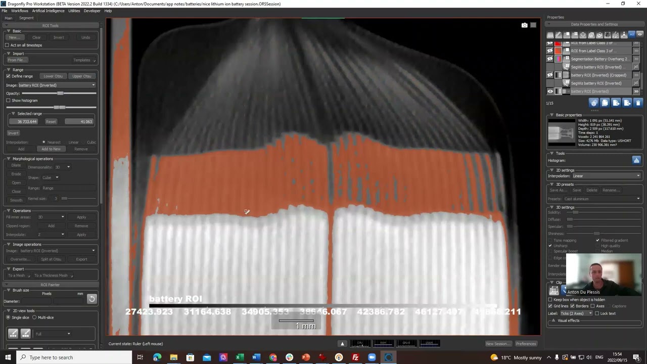 How-to video: CT image analysis for battery inspection using Dragonfly - YouTube