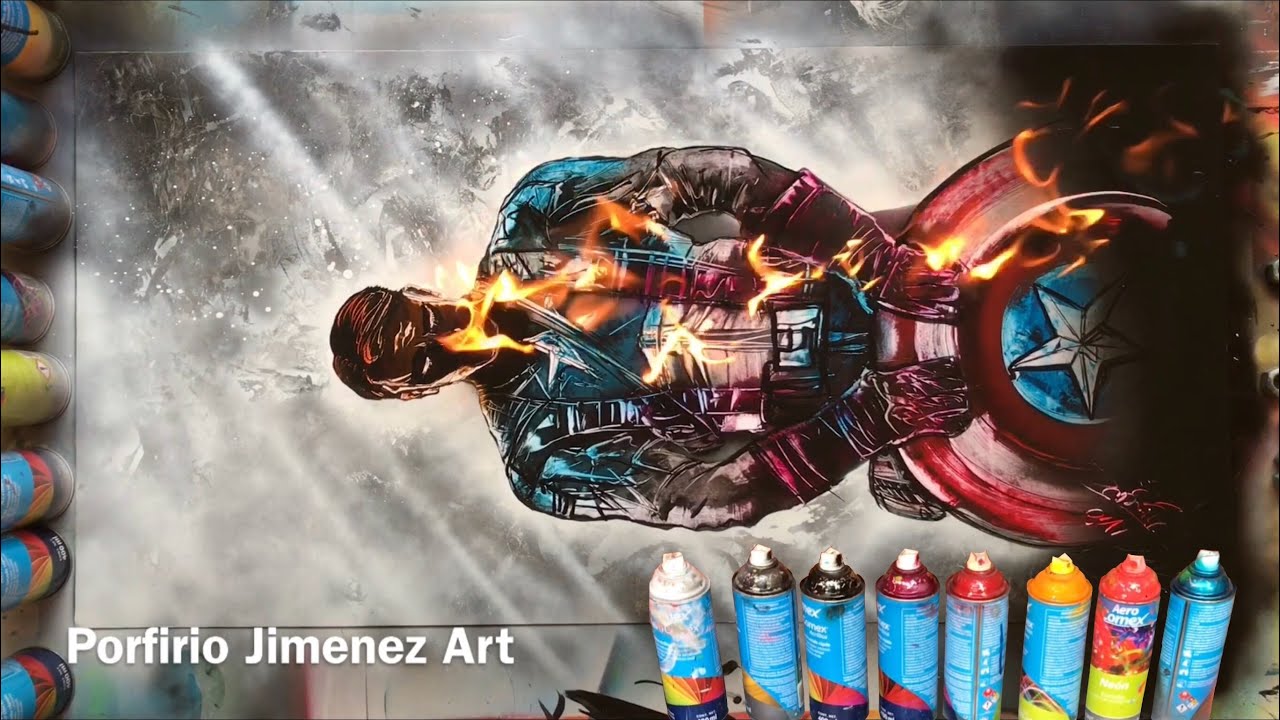Captain America Avengers Spray Paint Art - YouTube