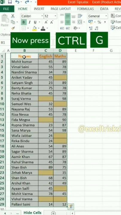 Shortcut to hide or unhide row in excel |Ctrl G in excel | - YouTube