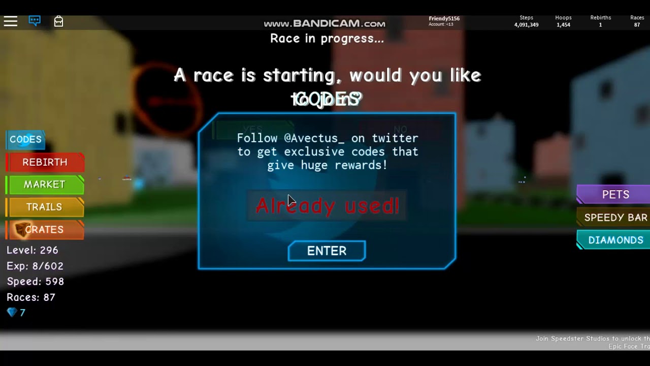 Roblox Speed Simulator Codes 2018 - YouTube