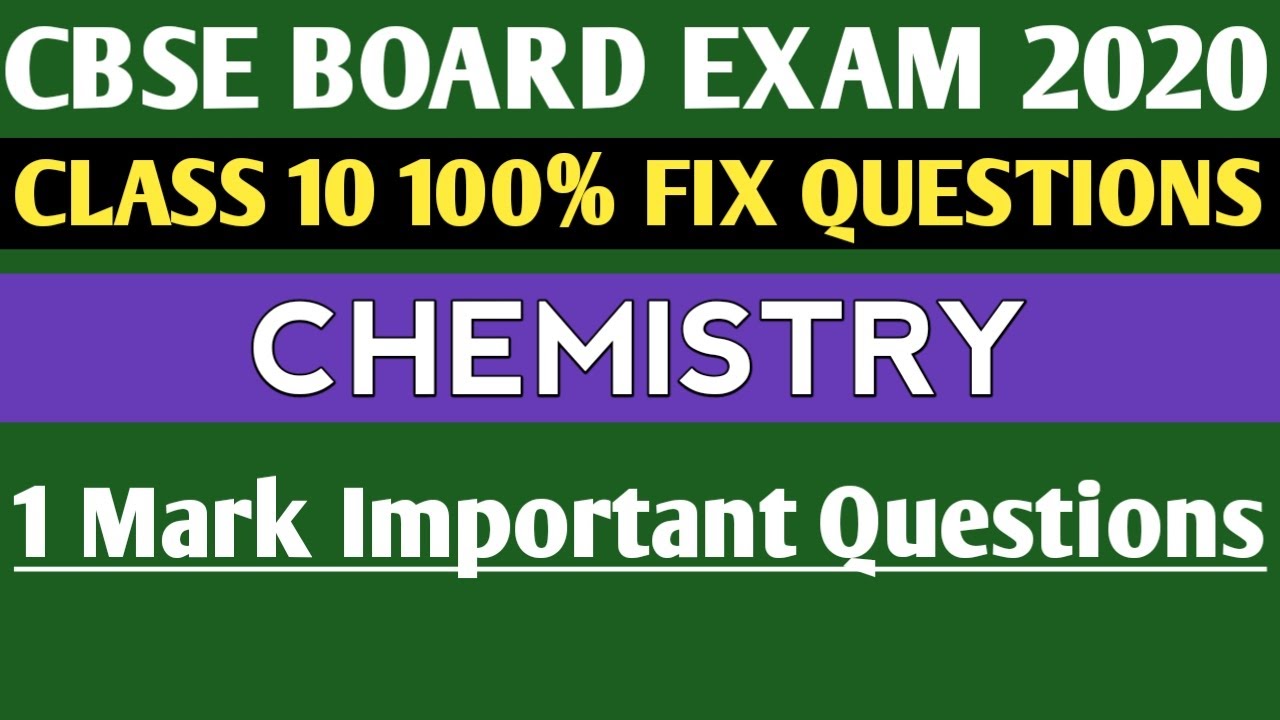 10th Science Most Important Questions 2020 CBSE - YouTube