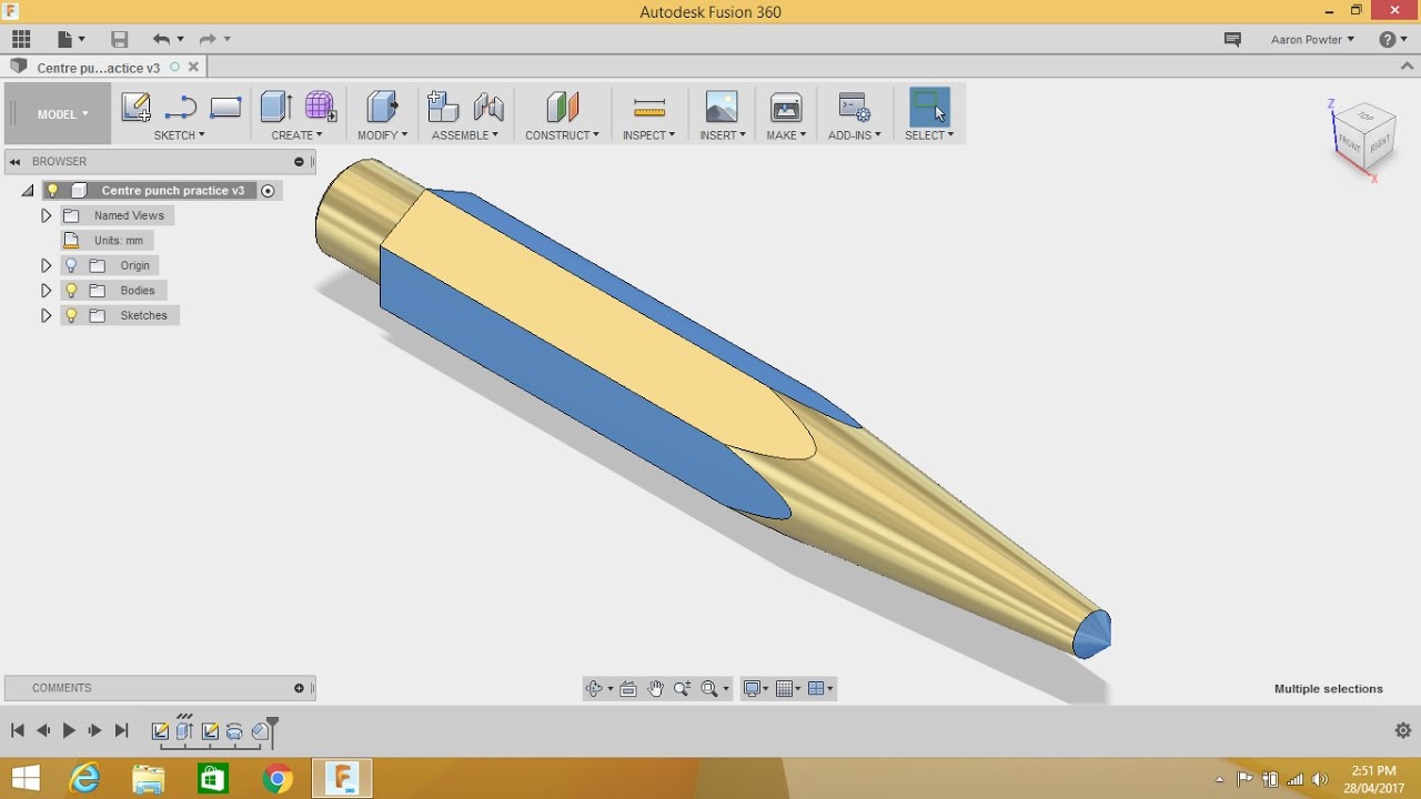 Fusion 360 Tutorial - Centre Punch FF.E11 - YouTube