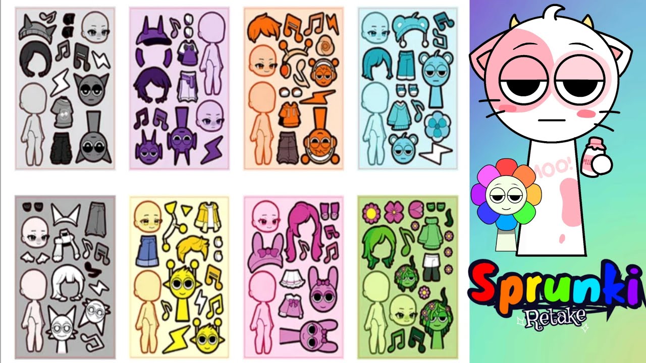 [Paper DIY] Incredibox Sprunki Sticker Book | Sprunki OC Sprunki Retake ...