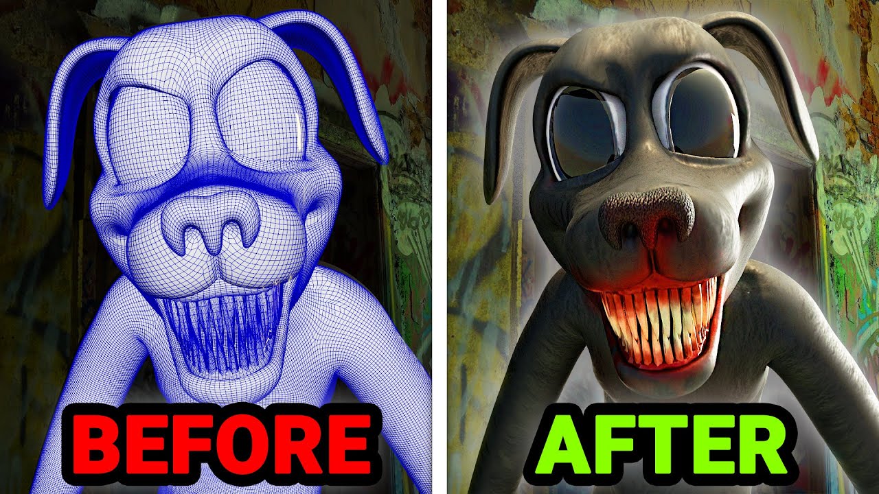 BEFORE & AFTER: Cartoon Dog - Never Run (Horror Skunx) - YouTube