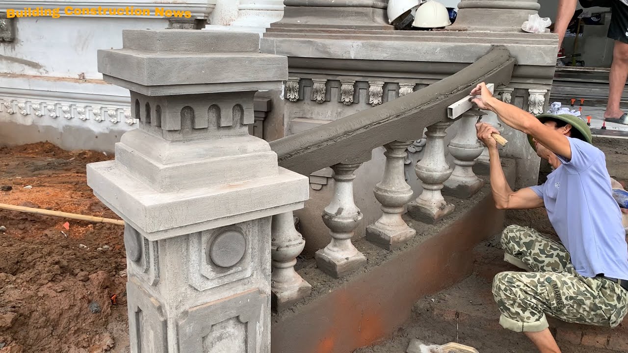 Concrete Column Construction Techniques And Modern Concrete Railing ...
