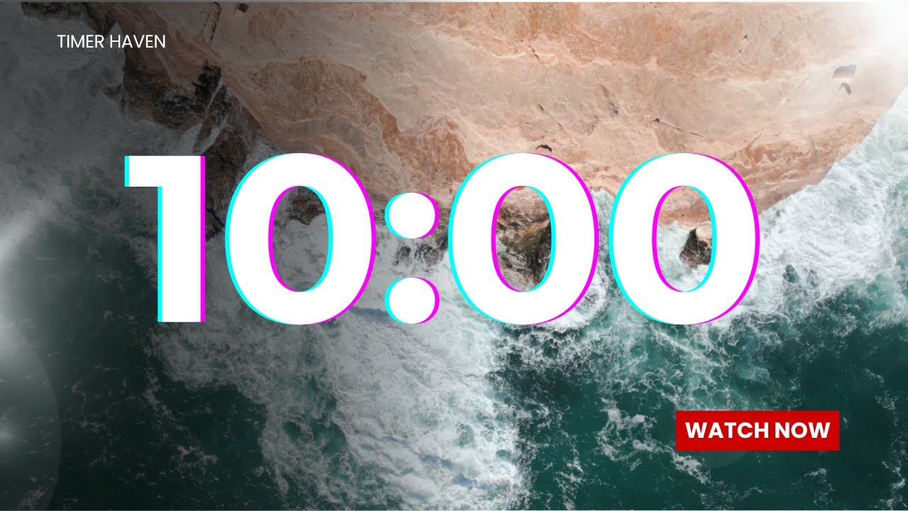 10 Minute Timer with Calm Music, Gentle Ocean Waves, Relax, Focus, or ...