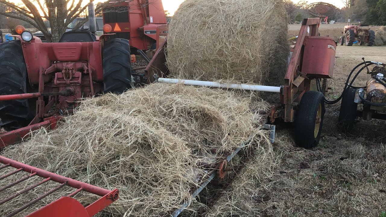 Homemade Rebaler running a few bales Gerraldfarms - YouTube