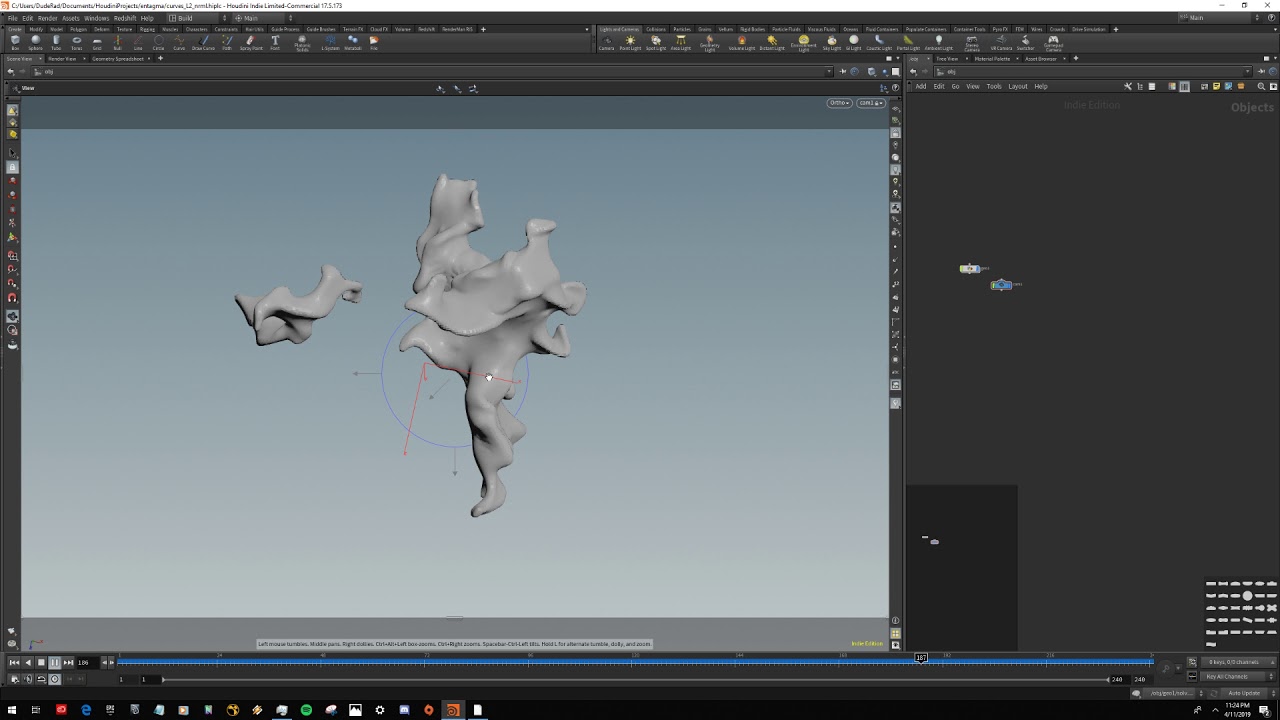 Houdini practice - Volume advection driven by normals and directed by a ...