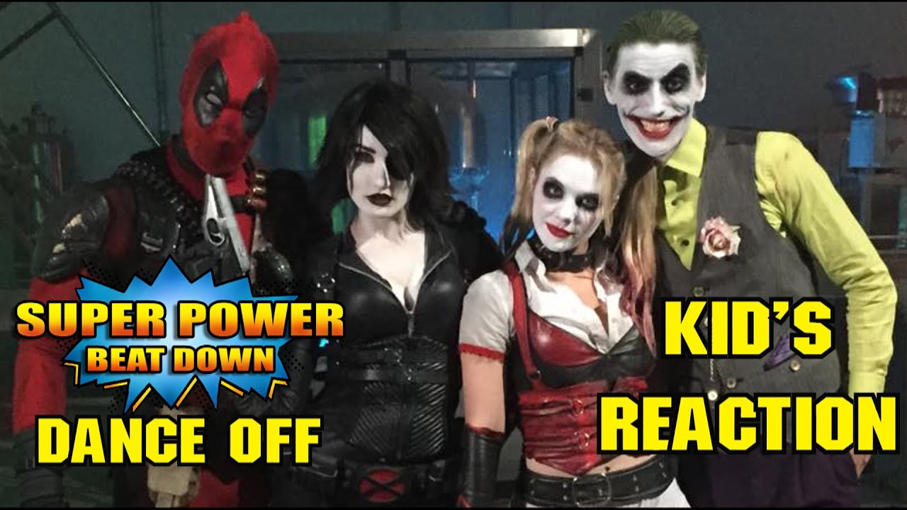 JOKER, HARLEY QUINN, DEADPOOL & DOMINO DANCE OFF!!! (Super Power Beat ...