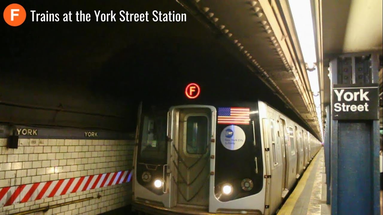 NYC Subway: (F) Trains + Rerouted (A) (C) at York Street Station - YouTube