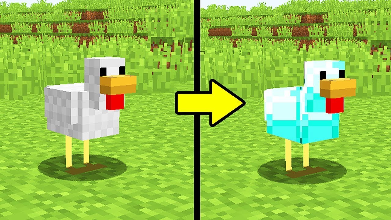 COMO TRANSFORMAR GALINHA NORMAL EM GALINHA DE DIAMANTE no MINECRAFT ...