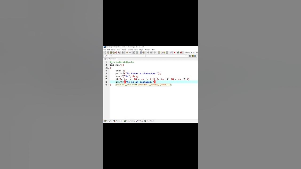 Check Alphabets Using Cprogram Coding Shorts Programming Cbasicprogram Youtube