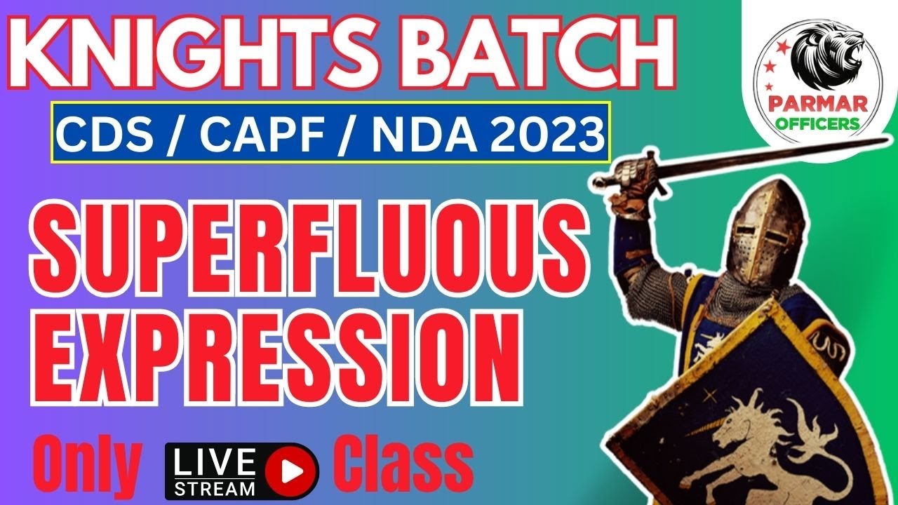English for CDS/NDA 2 2023 | Superfluous Expression | Parmar Officers.. - YouTube
