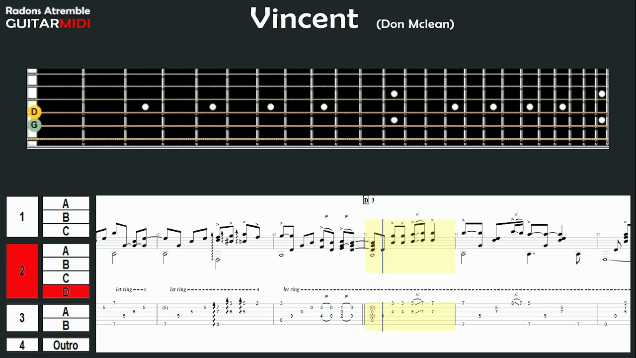Vincent - (Don Mclean) - Chet Atkins - Guitar Midi Tabs & Score - YouTube