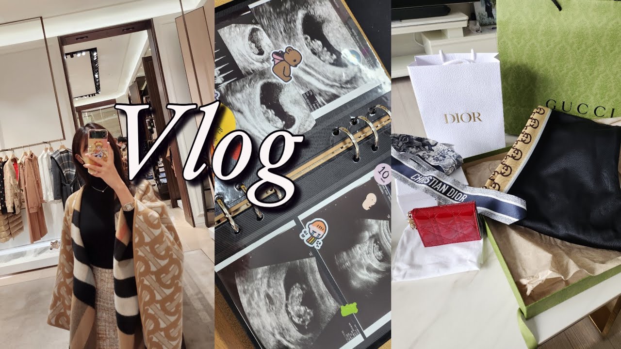 쇼핑브이로그 임신34개월8주~12주ㅣ버버리 판쵸 케이프ㅣ레이디디올 지갑 미차스카프 구찌 팬츠ㅣ쇼핑 하울 언박싱ㅣ구찌 버버리 디올 명품 하울ㅣ임신초기 입덧수액ㅣ초음파
