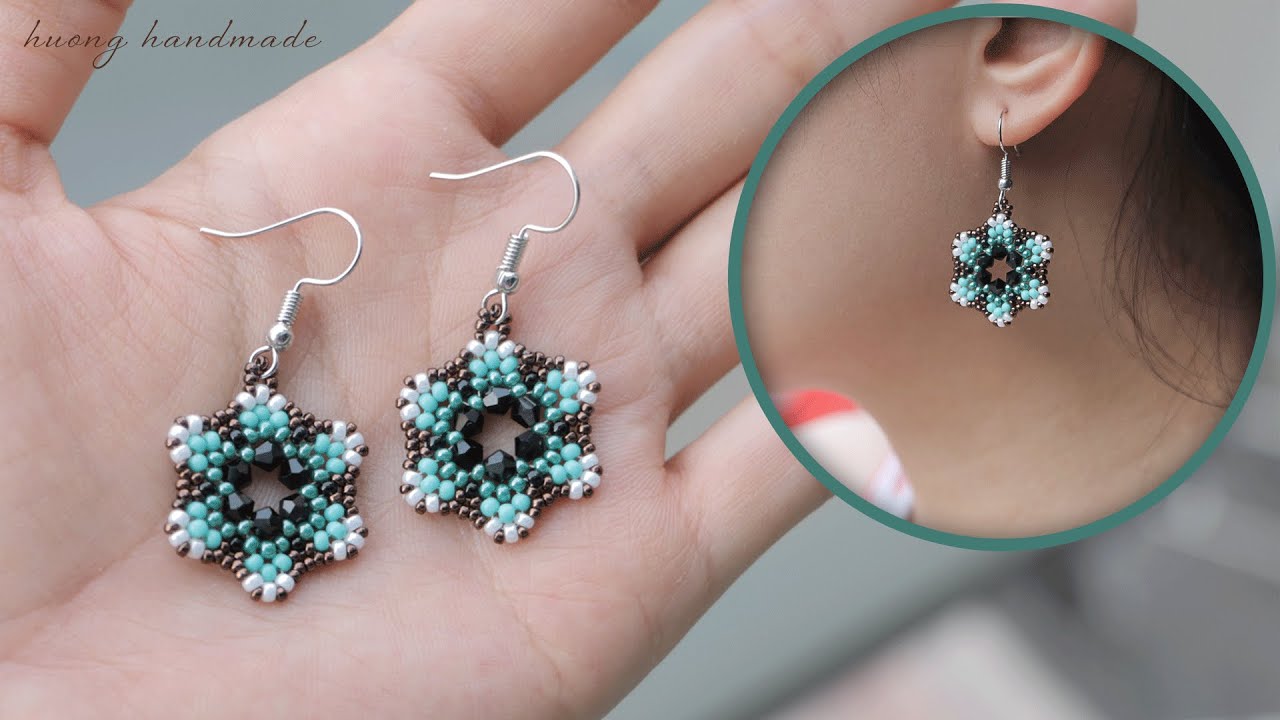 Beaded earrings. Seed beads and bicones flower earrings - YouTube