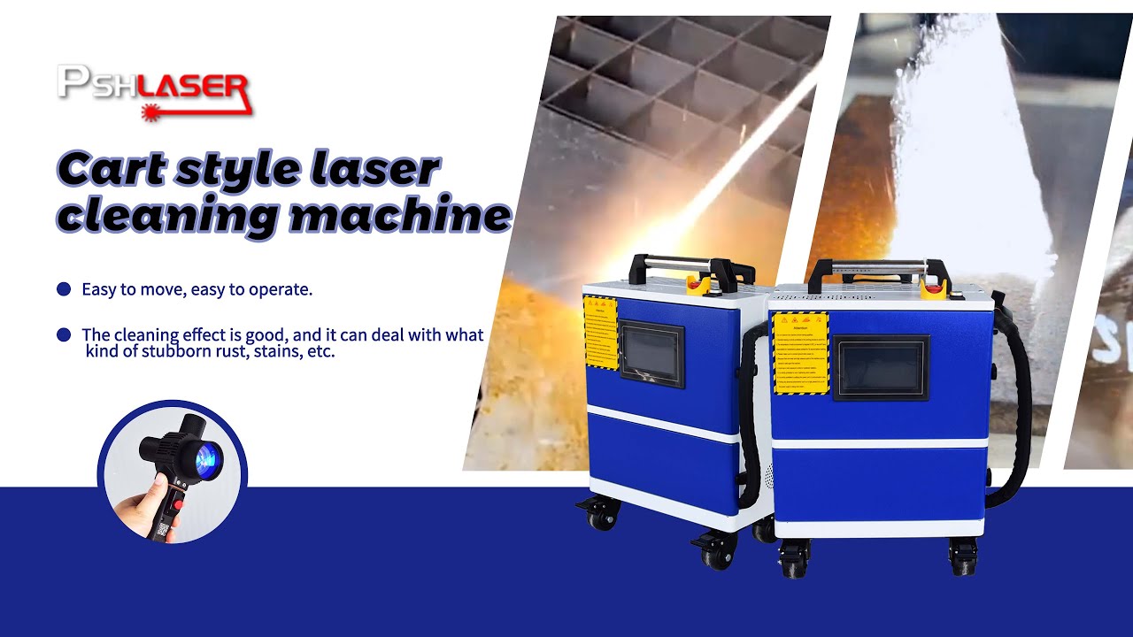 Cart style pulse laser cleaning machine 200W - YouTube